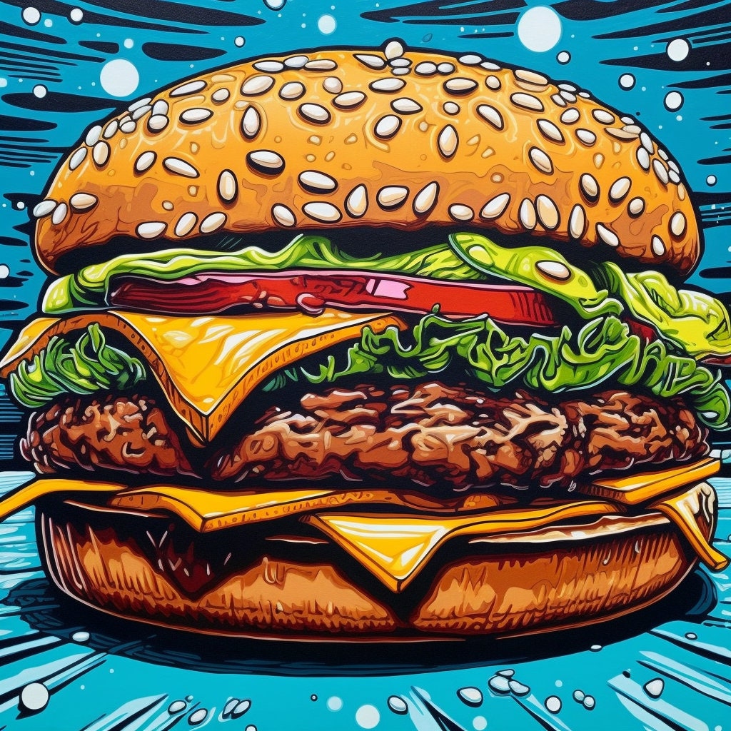 Pop Art Burger Midjourney Food Prompt Guide Midjourney Pop - Etsy Australia
