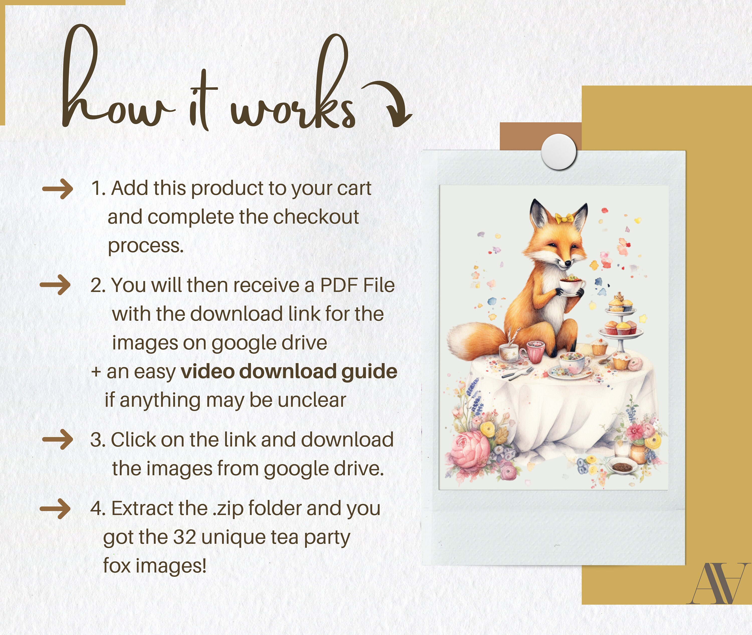 Fox Tea Party Clipart Png Summer Watercolor PNG Bundle Fox - Etsy