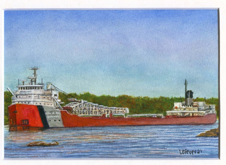 Original Great Lakes Freighter Wall Art John G. Munson Watercolor ...