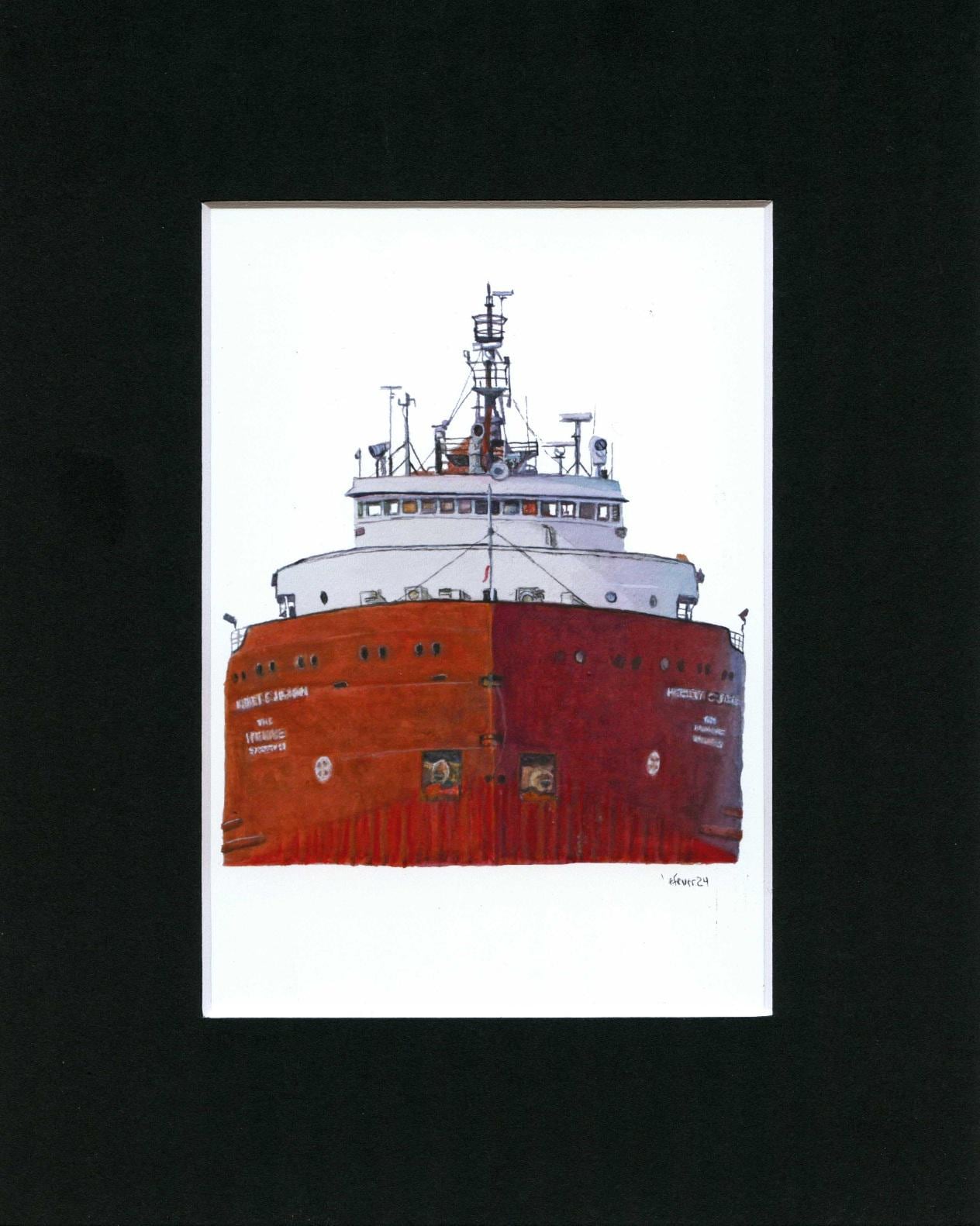 Great Lakes Freighter Herbert C. Jackson Wall Decor Print Watercolor ...