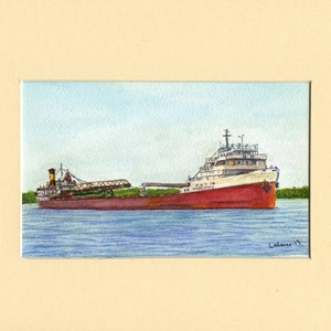 Original Great Lakes Freighter Wall Decor Middletown Watercolor ...