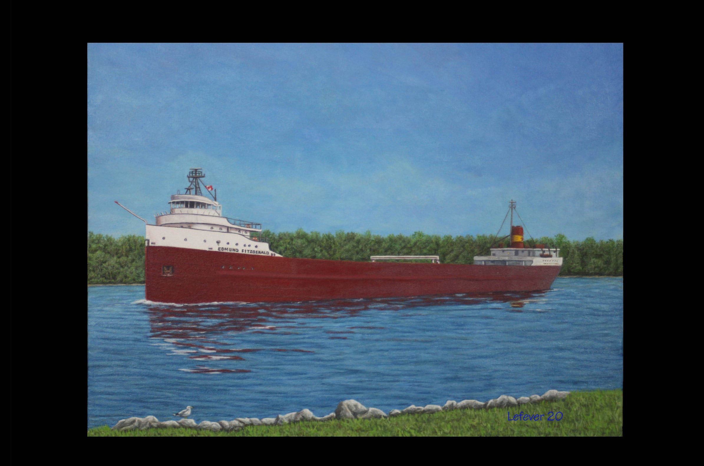 Great Lakes Freighter Edmund Fitzgerald Wall Decor Print Oil Painting ...