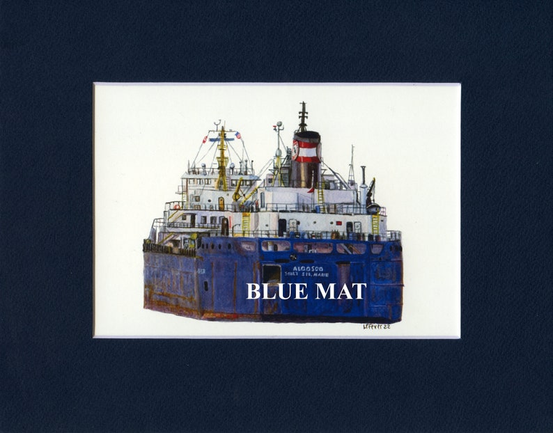 Great Lakes Freighter Algosoo Wall Decor Print Watercolor Painting ...