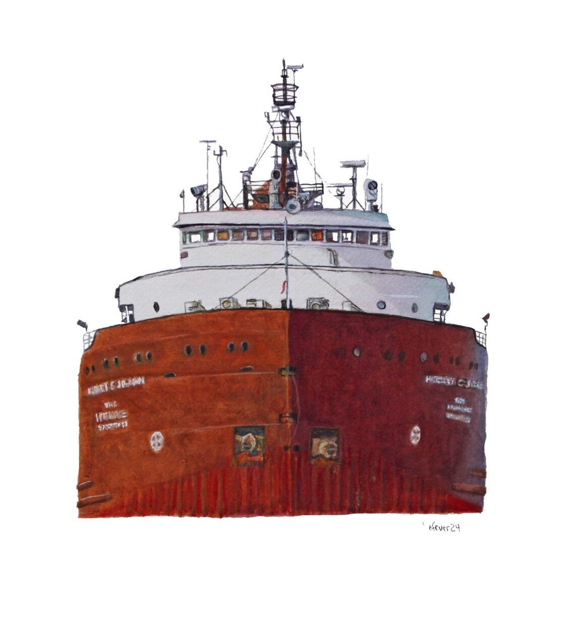 Great Lakes Freighter Herbert C. Jackson Wall Decor Print Watercolor ...