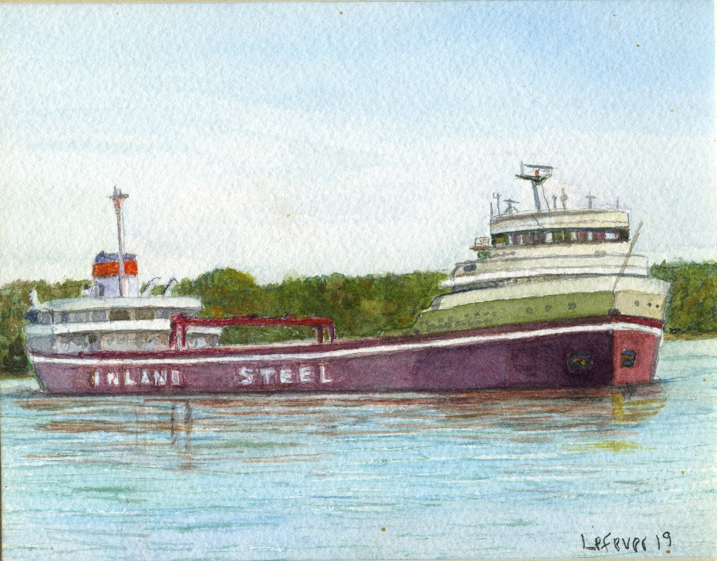Original Great Lakes Freighter Wall Decor Edward L. Ryerson Watercolor ...