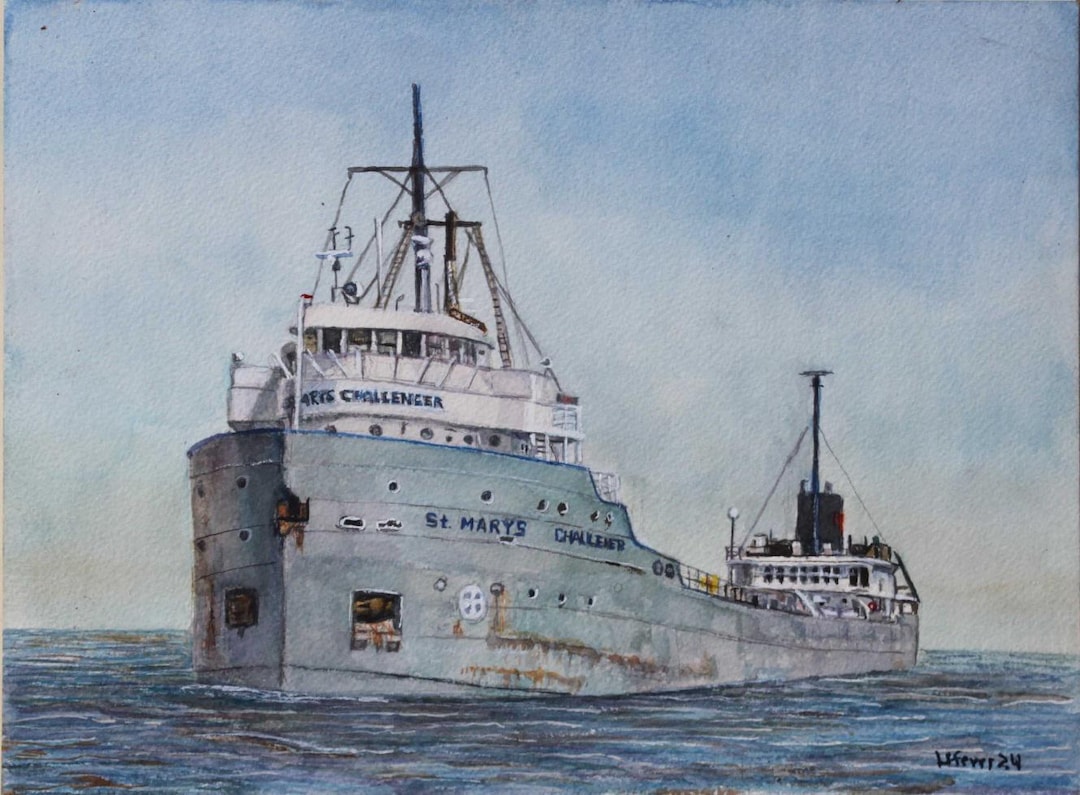 Original Great Lakes Freighter Wall Art St. Marys Challenger Painting ...