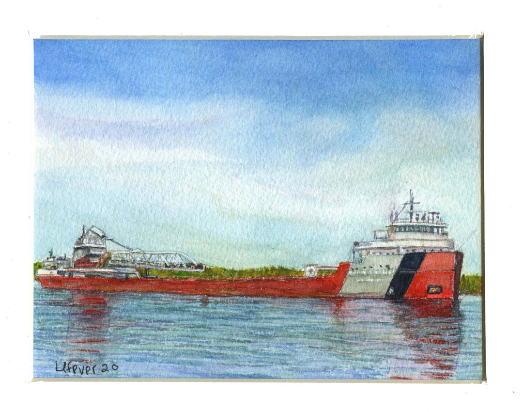 Original Great Lakes Freighter Wall Art Cason J. Callaway Watercolor ...
