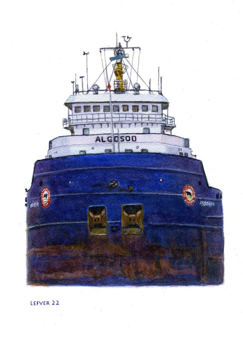 Original Great Lakes Freighter Wall Art Algosoo Painting Watercolor ...