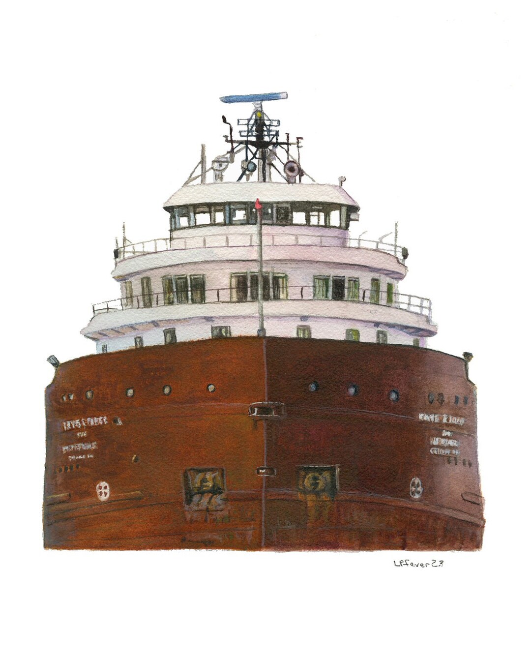 Original Great Lakes Freighter Wall Art Kaye E Barker Painting ...
