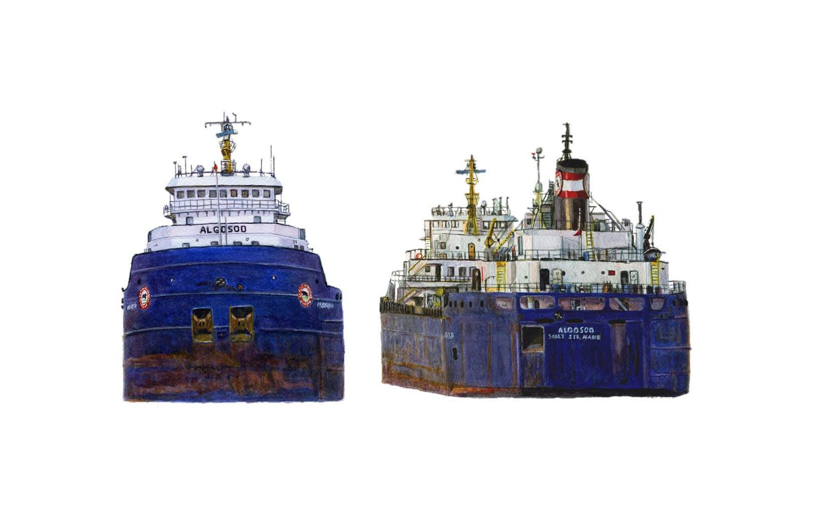 Great Lakes Freighter Print Wall Art Algosoo Print Wall Decor Man Cave ...
