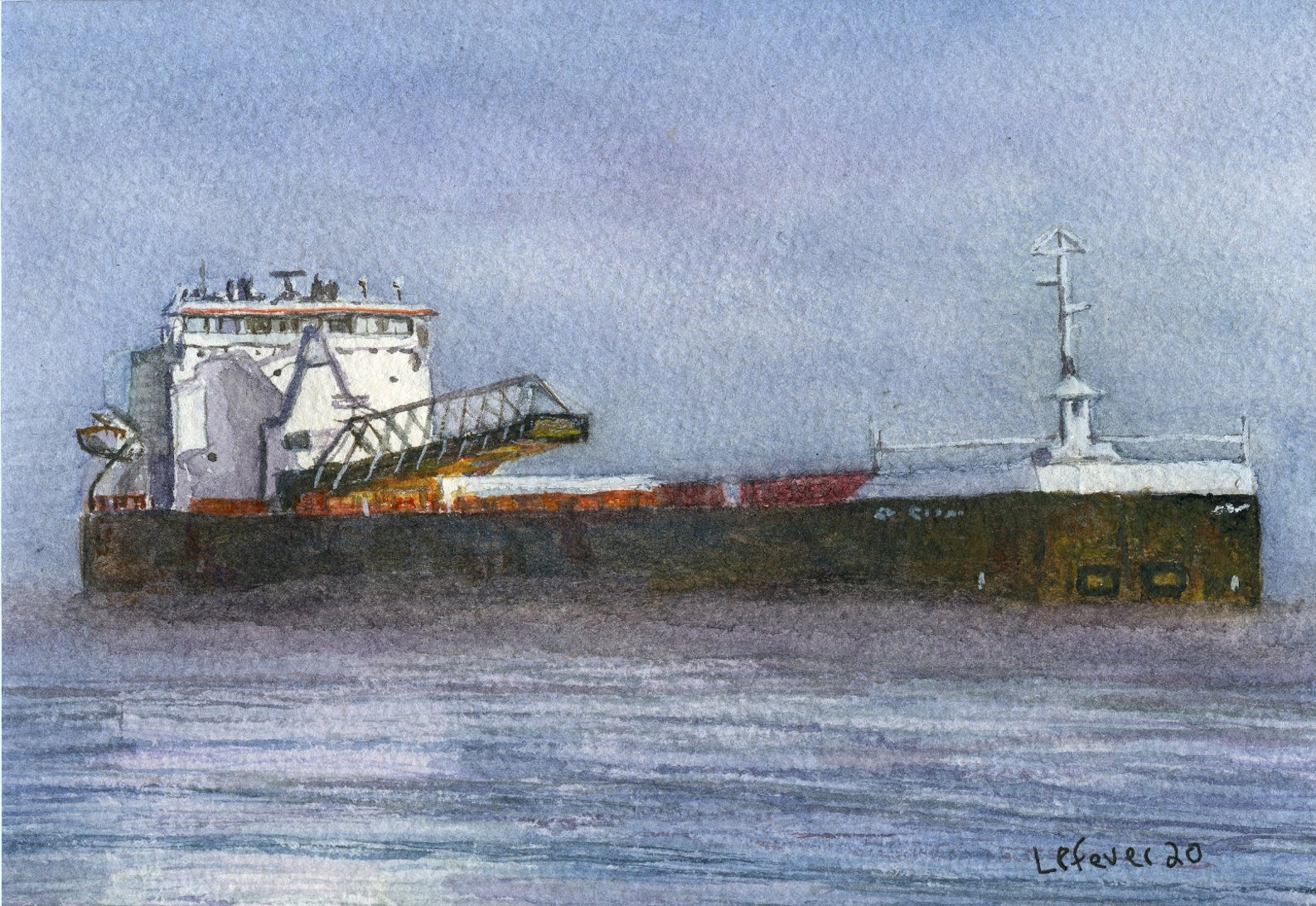 Original Great Lakes Freighter St. Clair Wall Decor Watercolor Painting ...