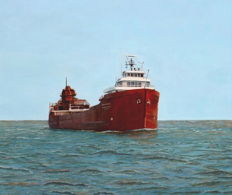 Great Lakes Freighter Print Wall Decor Egg Tempera Painting Lee A ...