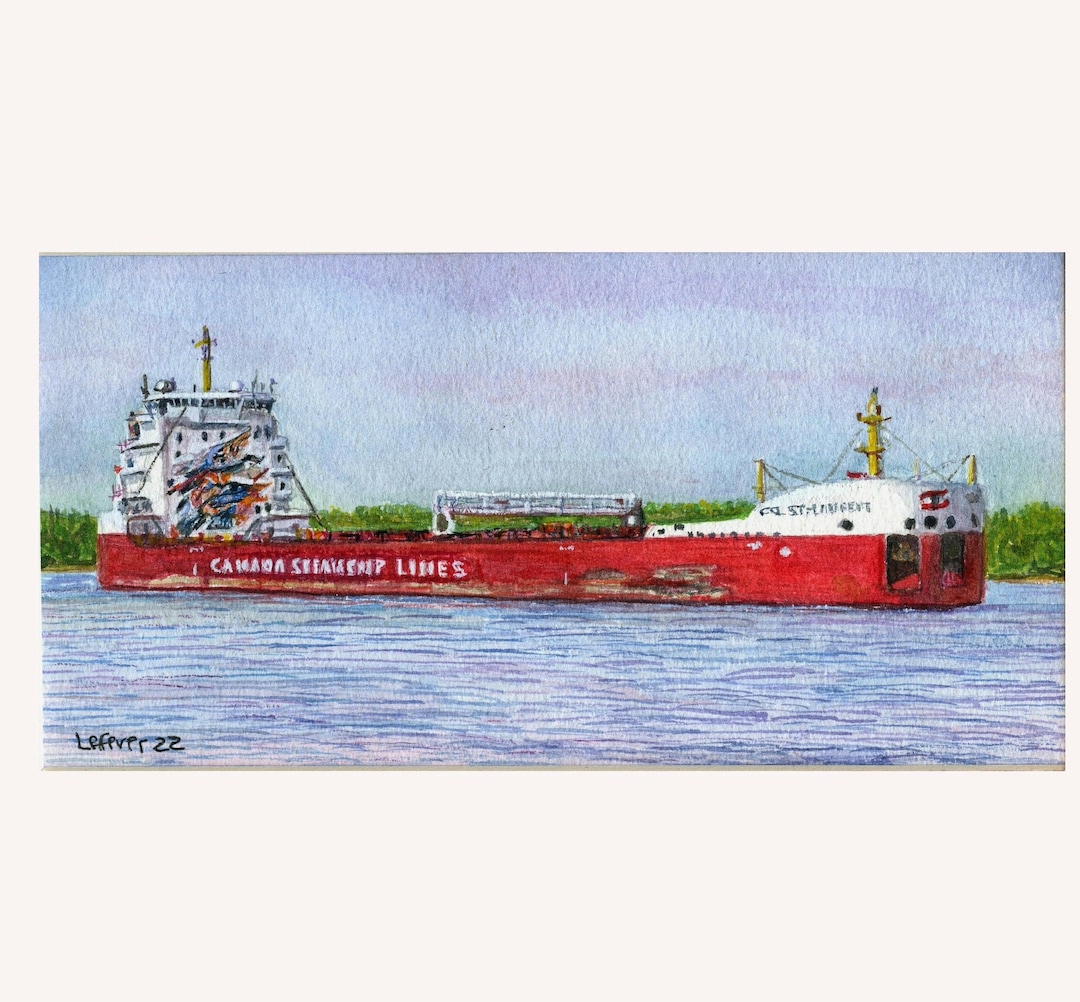 Original Great Lakes Freighter Wall Art Painting Watercolor CSL St ...
