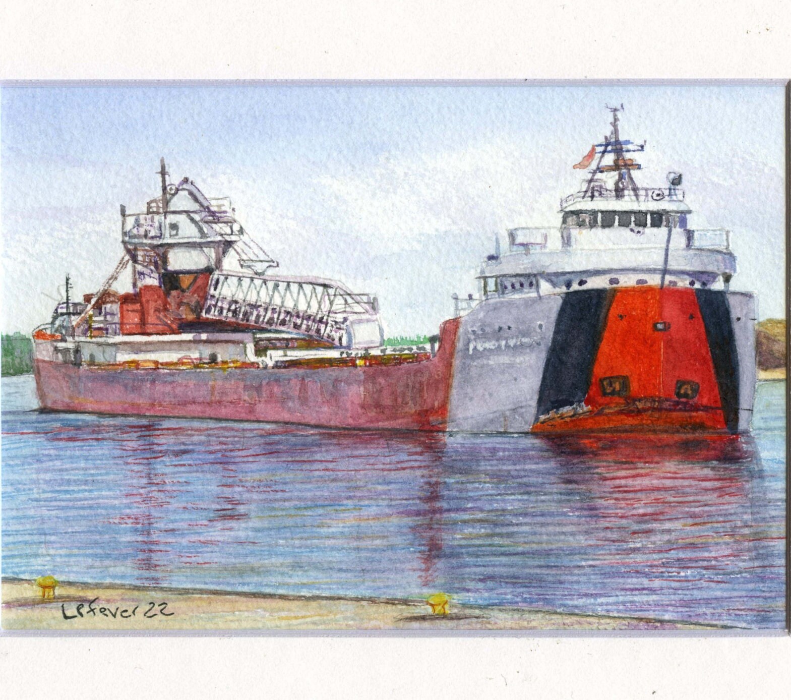 Original Great Lakes Freighter Wall Art Philip R. Clarke Watercolor ...