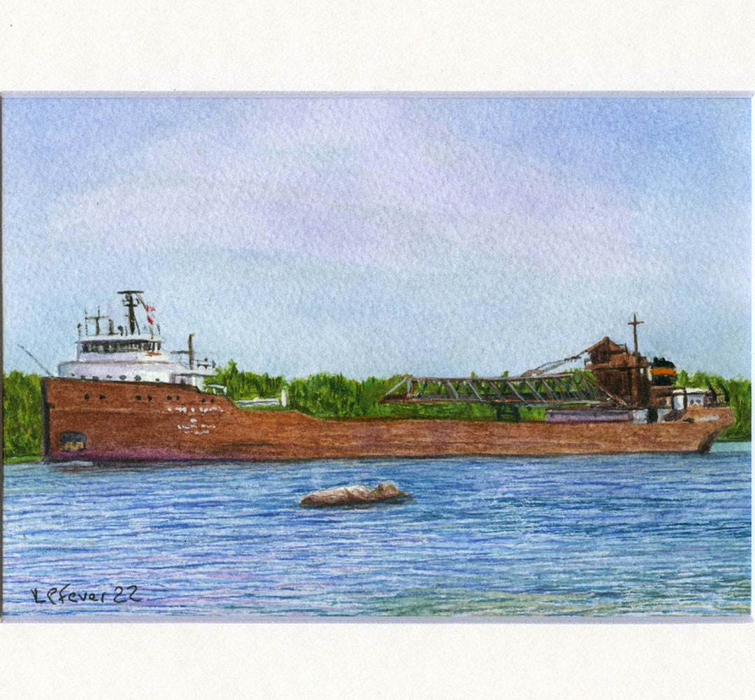 Original Great Lakes Freighter Wall Herbert C Jackson Watercolor ...