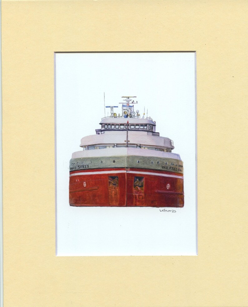 Great Lakes Freighter Wilfred Sykes Wall Art Print Watercolor Painting ...