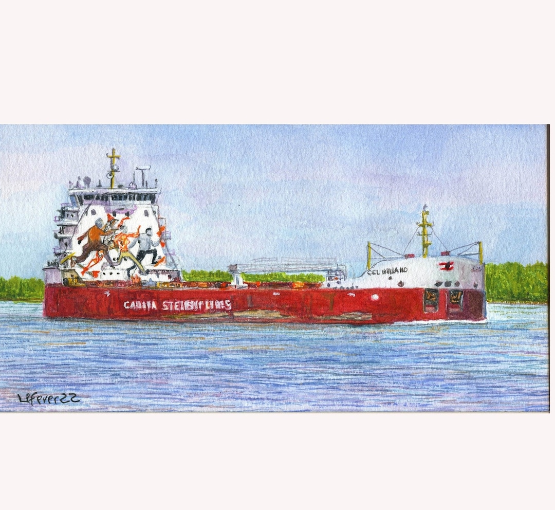 Original Great Lakes Freighter Painting Watercolor CSL Welland Wall ...