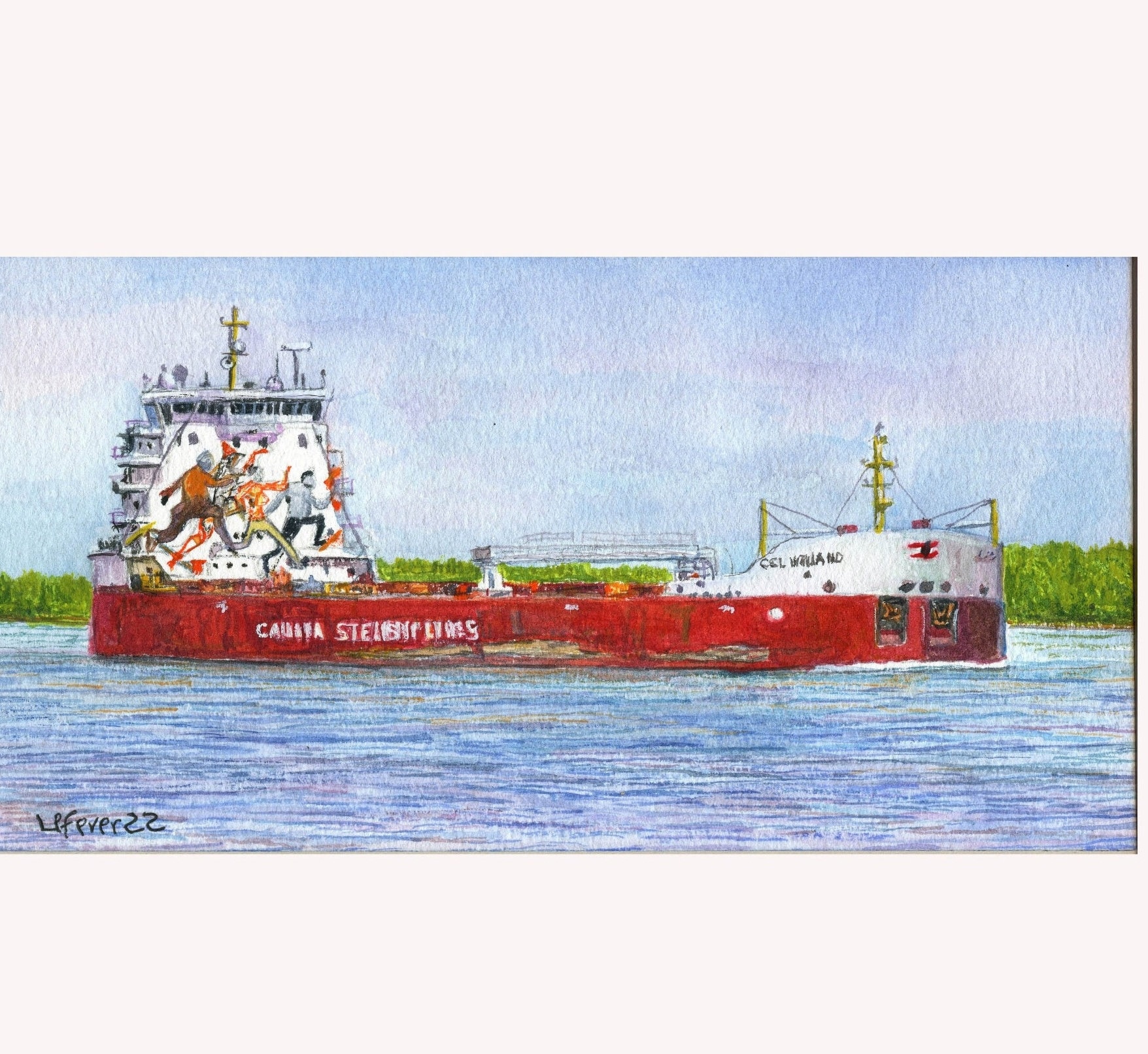 Original Great Lakes Freighter Painting Watercolor CSL Welland Wall ...