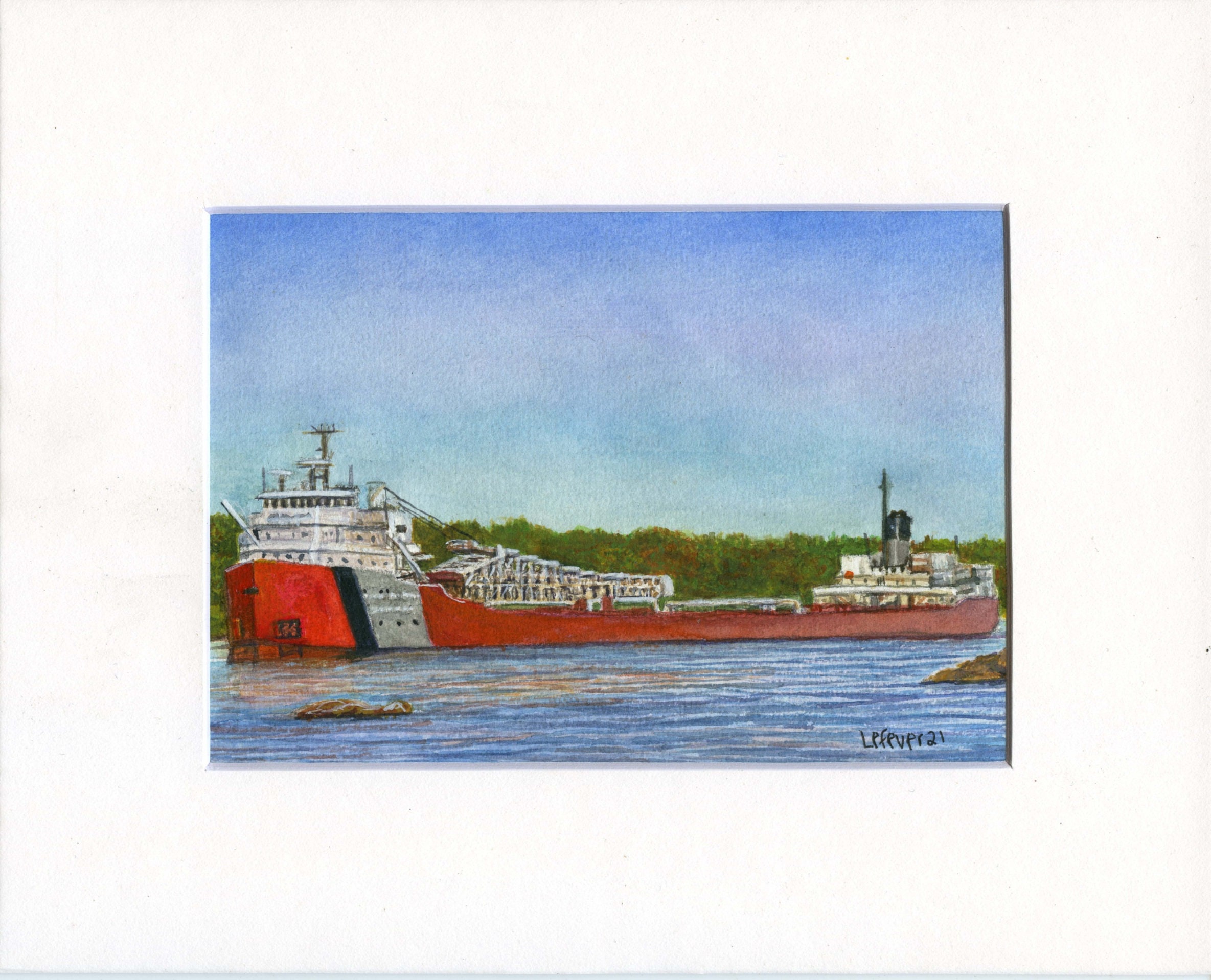 Original Great Lakes Freighter Wall Art John G. Munson Watercolor ...