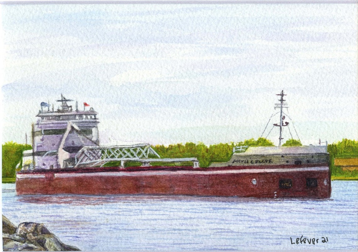 Original Great Lakes Freighter Wall Art Joseph L. Block Watercolor ...