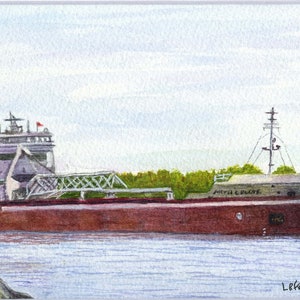 Original Great Lakes Freighter Wall Art Joseph L. Block Watercolor ...