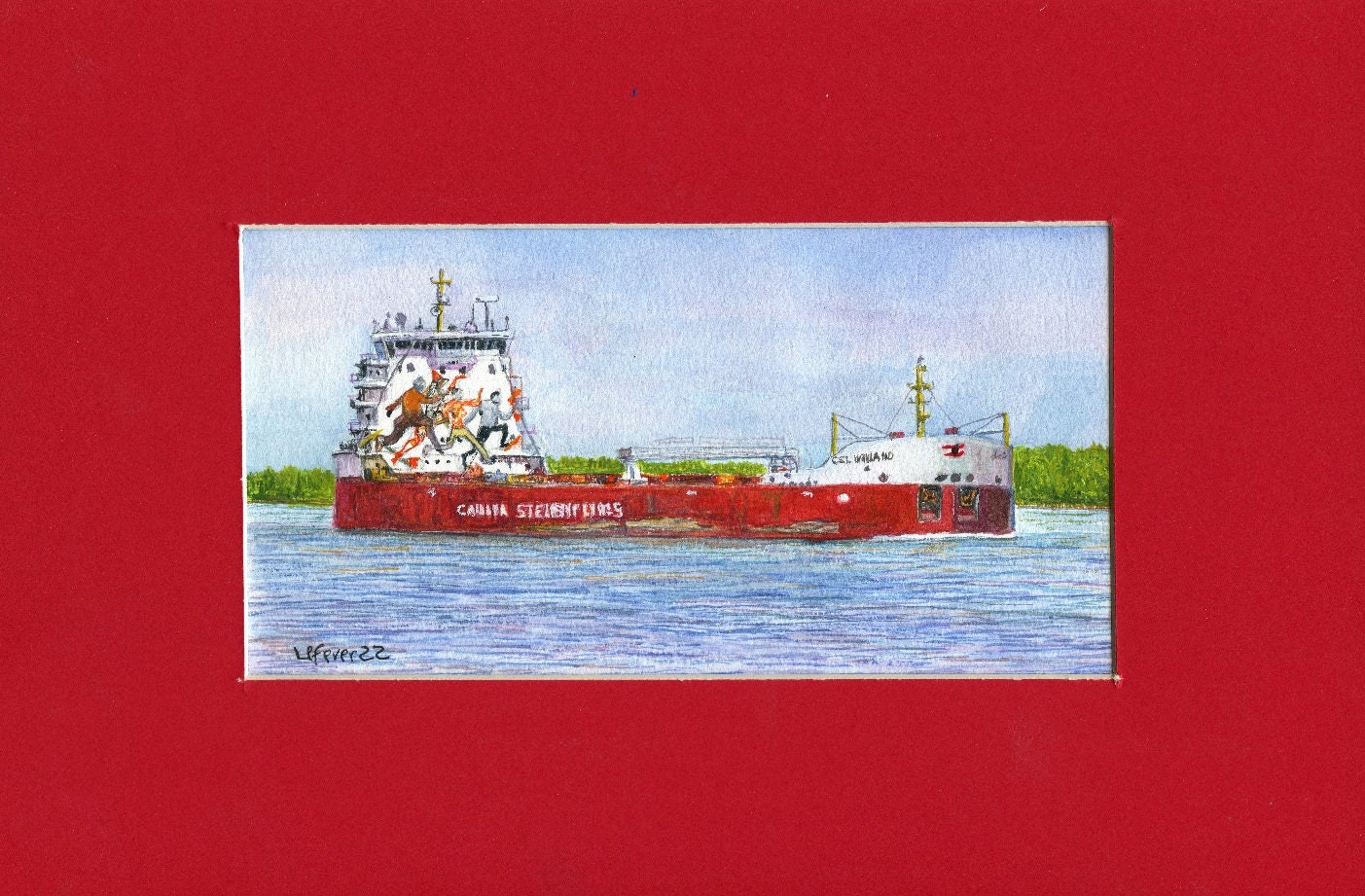 Original Great Lakes Freighter Painting Watercolor CSL Welland Wall ...