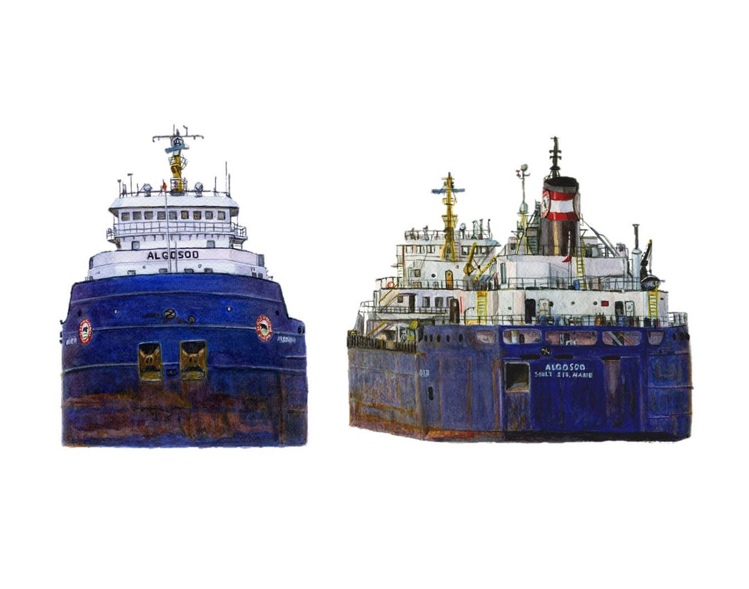 Great Lakes Freighter Print Wall Art Algosoo Print Wall Decor Man Cave ...