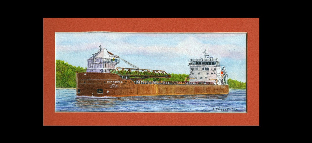 Original Great Lakes Freighter Wall Art Mark W. Barker Painting ...