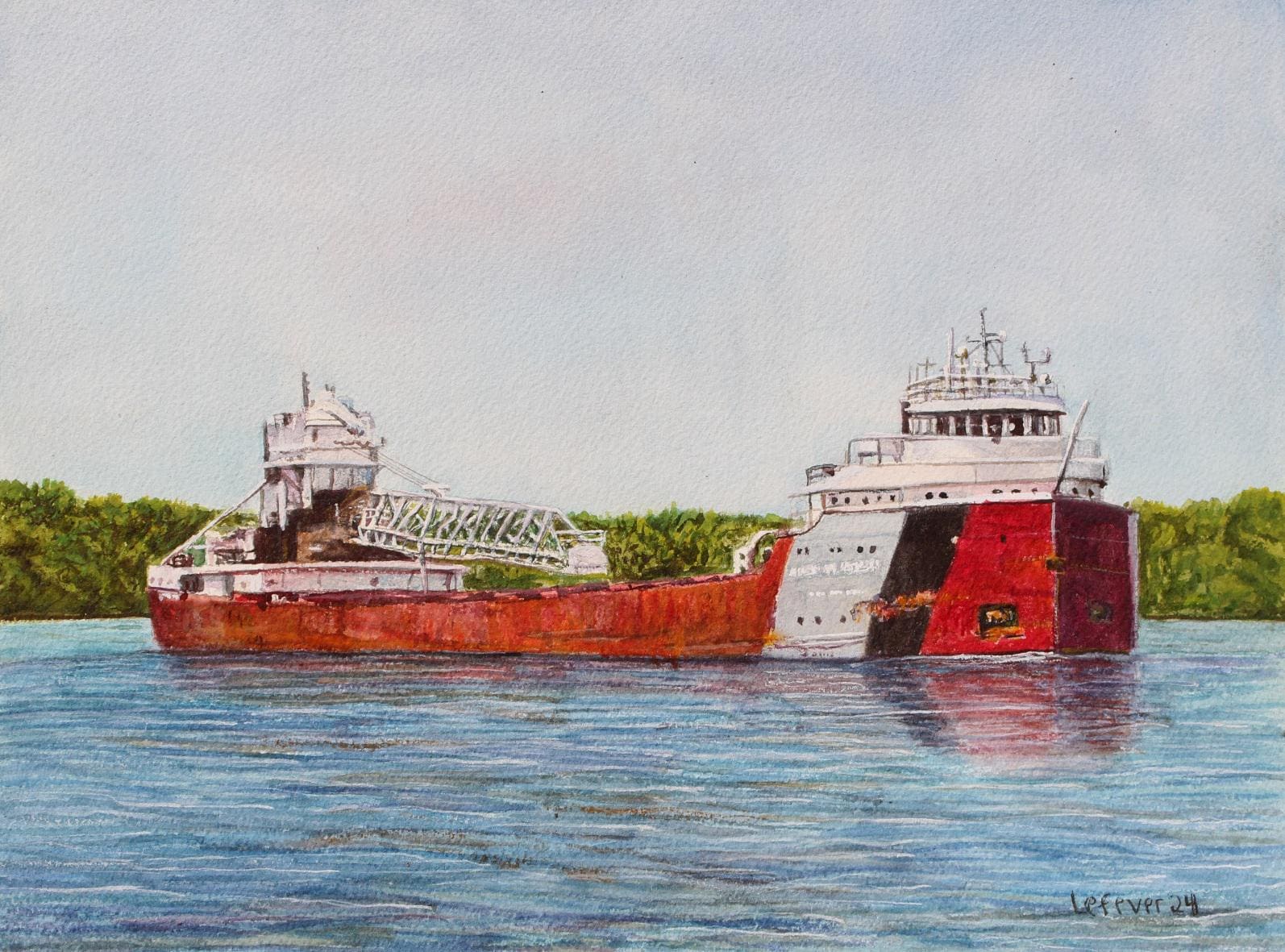 Original Great Lakes Freighter Wall Art Arthur M Anderson Painting ...