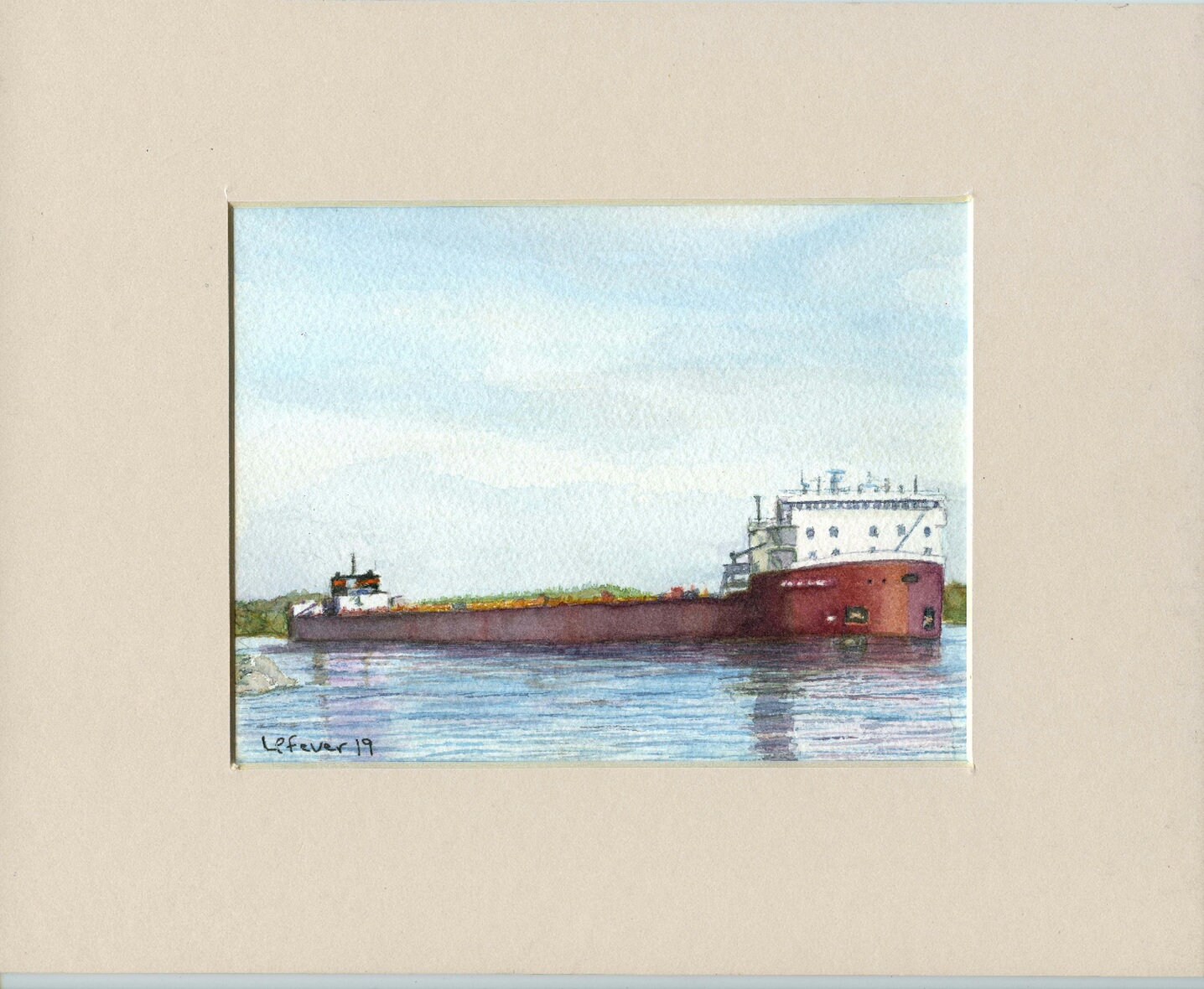 Original Great Lakes Freighter Wall Art Stewart J Cort Watercolor ...