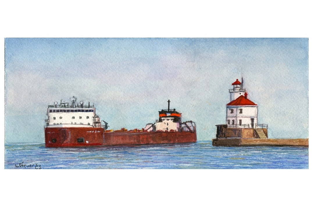 Original Great Lakes Freighter Wall Art Stewart J Cort Painting ...