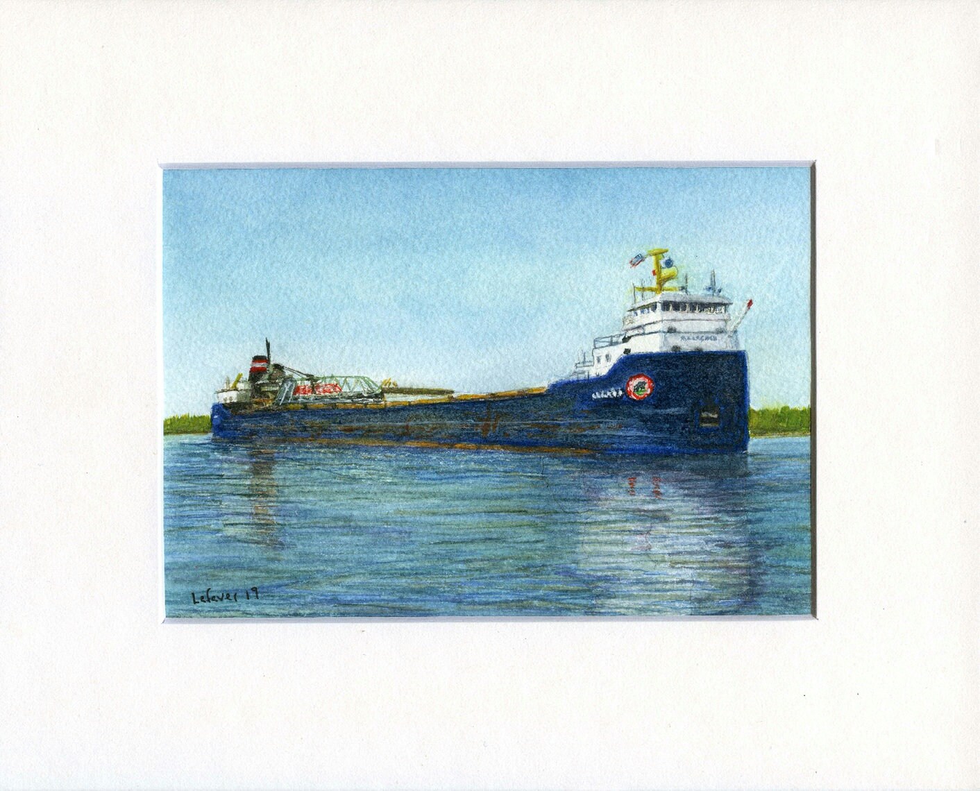 Original Great Lakes Freighter Wall Algosoo Watercolor Painting Wall ...