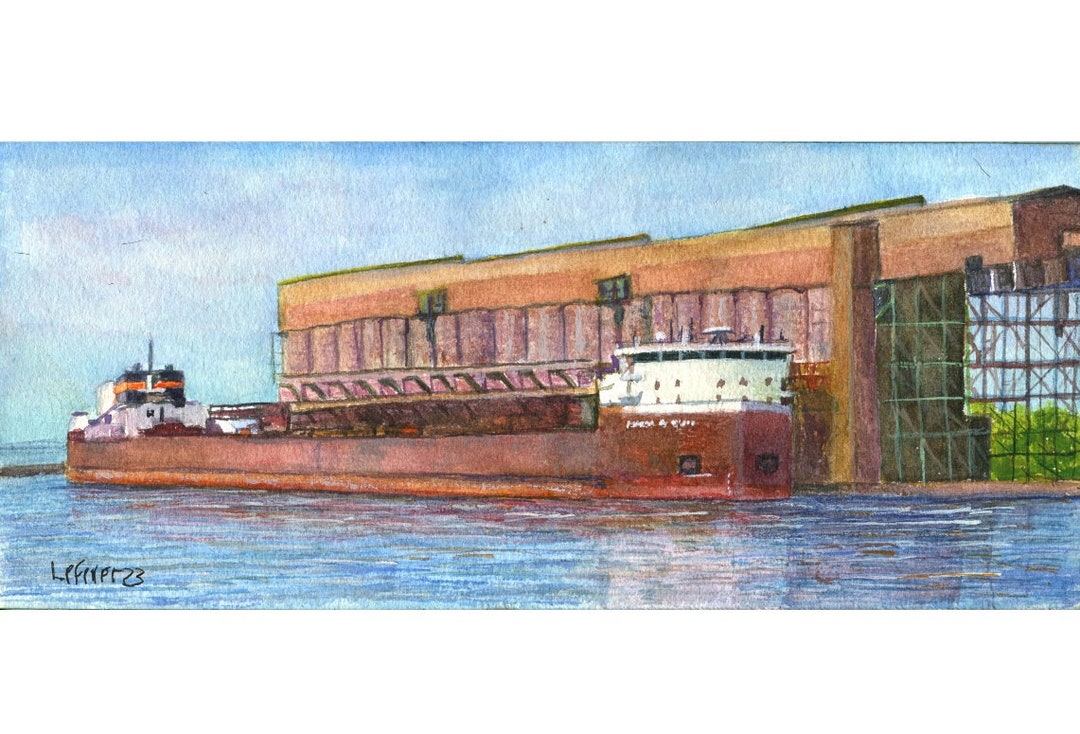 Original Great Lakes Freighter Wall Art Stewart J Cort Painting ...