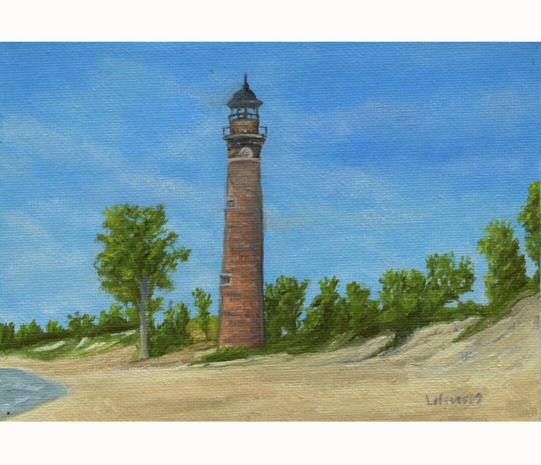 Original Lighthouse Wall Art Little Sable Lighthouse Oil Painting Wall ...