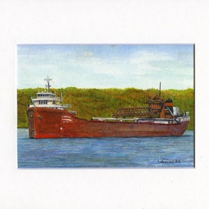 Original Great Lakes Freighter Wall Lee A. Tregurtha Watercolor ...