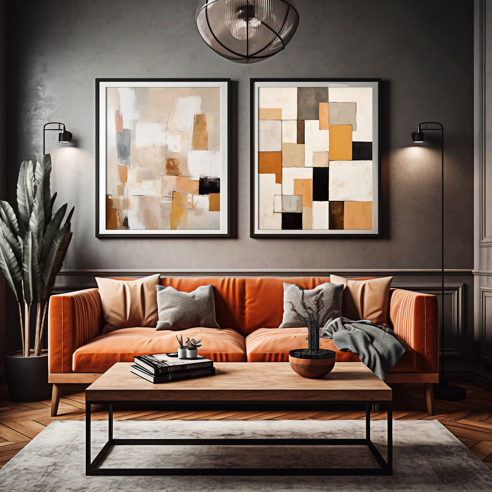 Terracotta Brush Stroke Wall Art, Terracotta Prints, Brush Stroke ...