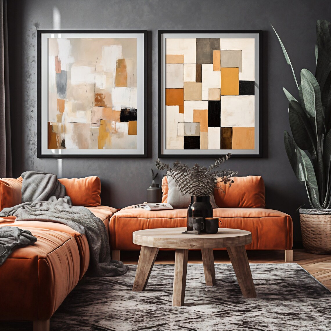 Terracotta Brush Stroke Wall Art, Terracotta Prints, Brush Stroke ...