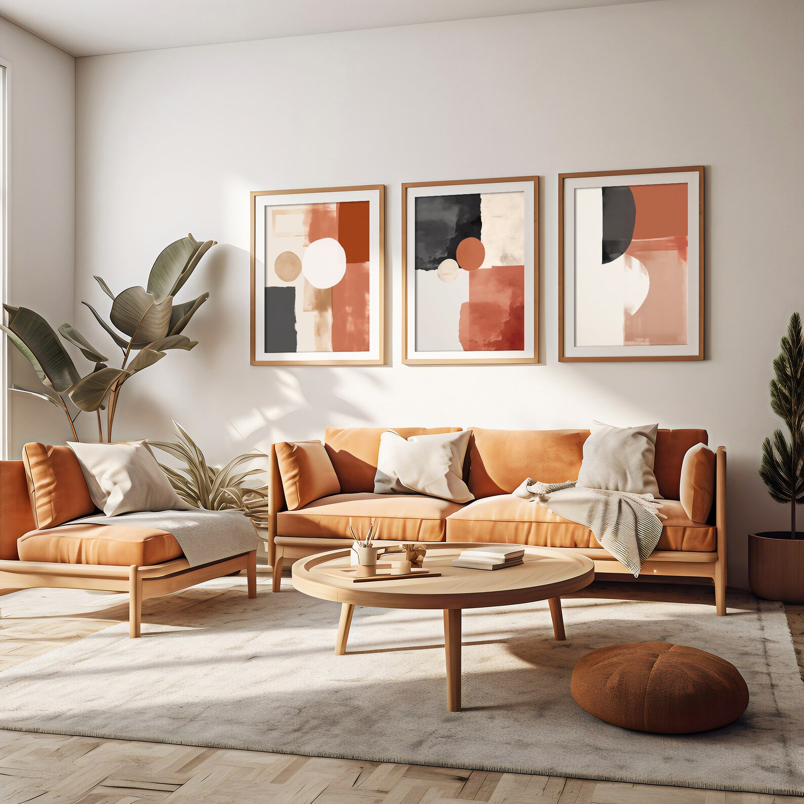 Terracotta Abstract Art, Black Tone Prints, Abstract Painting, Bedroom ...