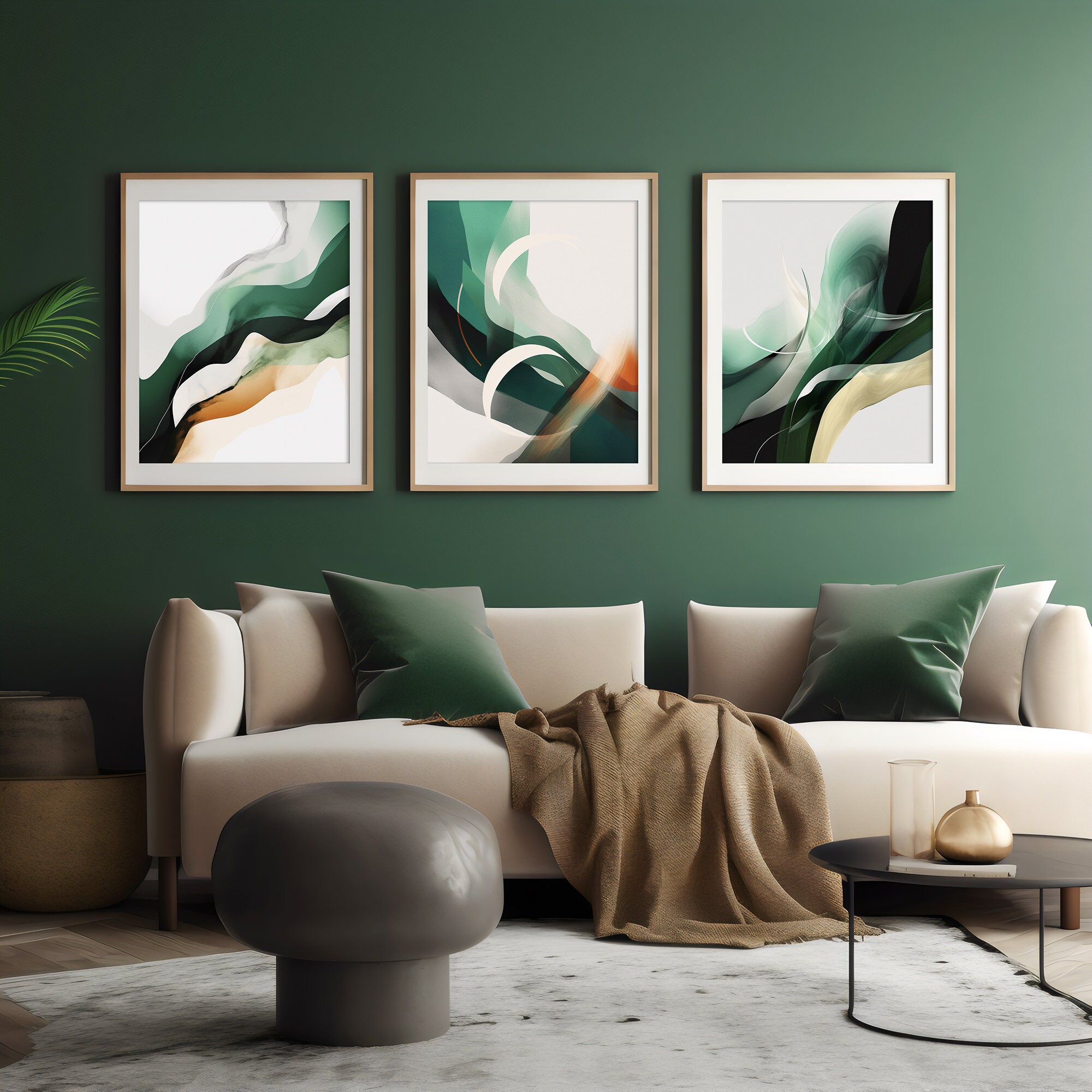 Green Tone Art Minimalistic Orange Tone Art Abstract Beach - Etsy