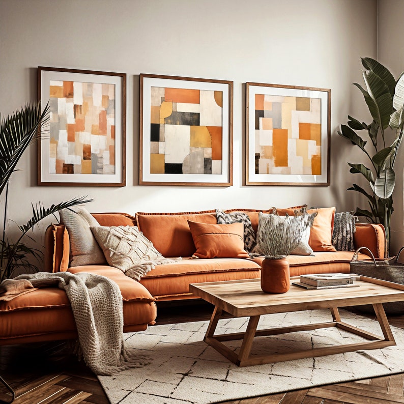 Terracotta Brush Stroke Wall Art, Contemporary Art, Boho Home Print ...