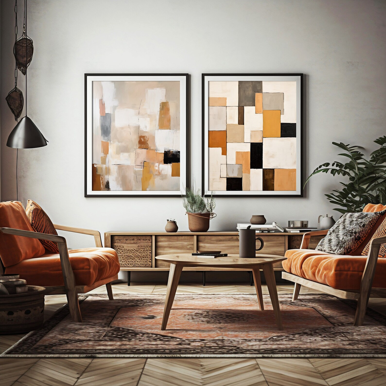 Terracotta Brush Stroke Wall Art, Terracotta Prints, Brush Stroke ...