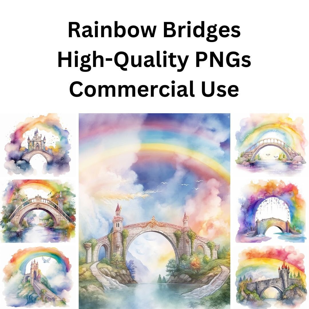 Rainbow Bridge Clipart Watercolour Clipart-high Quality - Etsy