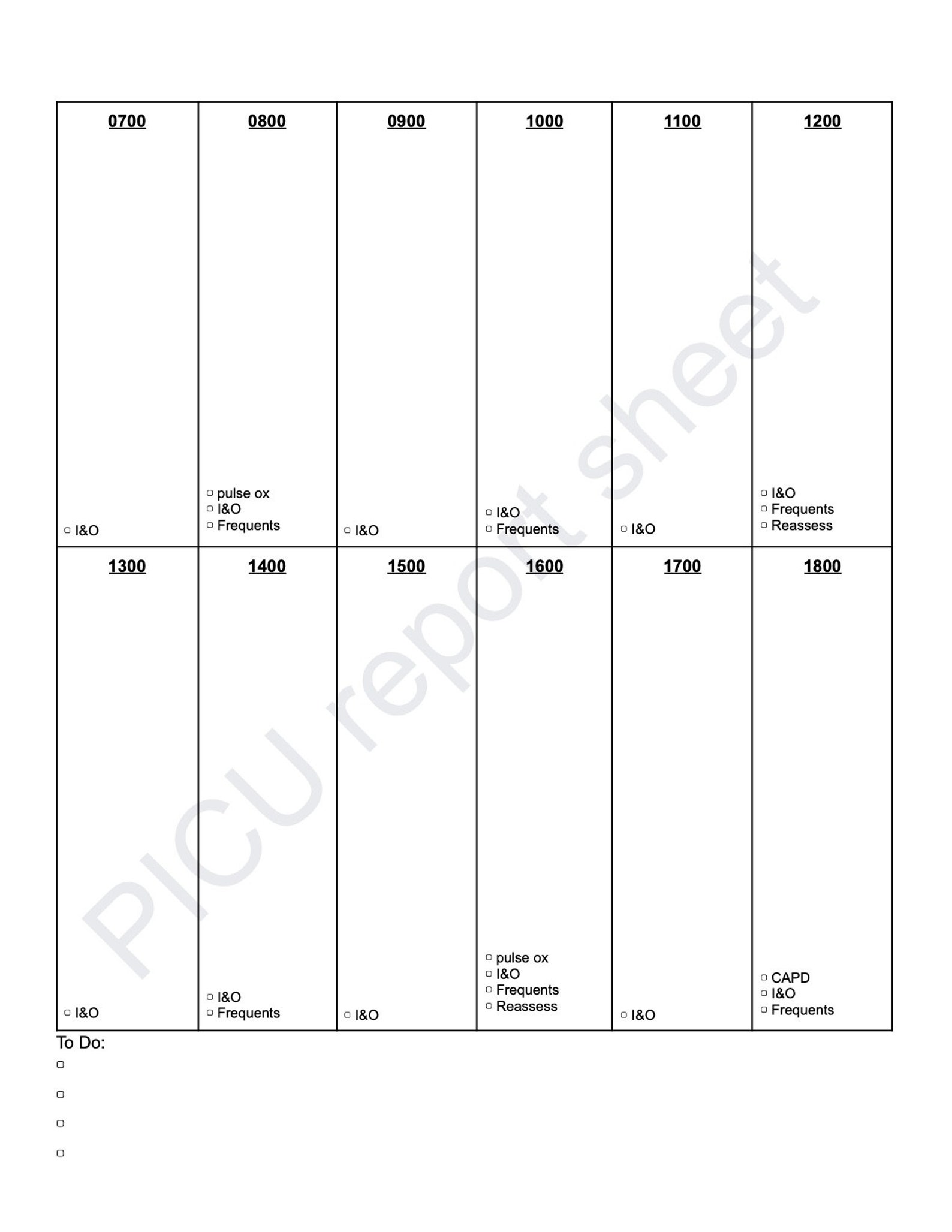 PICU Report Sheet Version 2 - Etsy