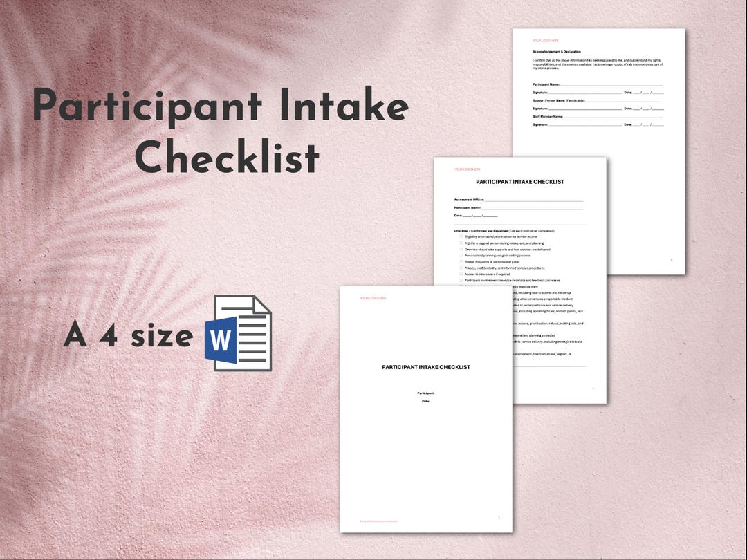 NDIS Participant Intake Checklist Template Digital Download - Etsy