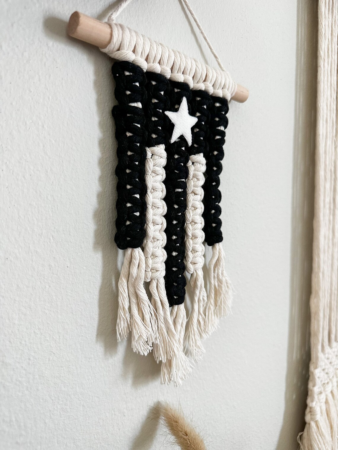 Puerto Rico Flag / Puerto Rico Macrame Flag / PR Flag / Macrame Flag / Puertorican Flag / Black ...