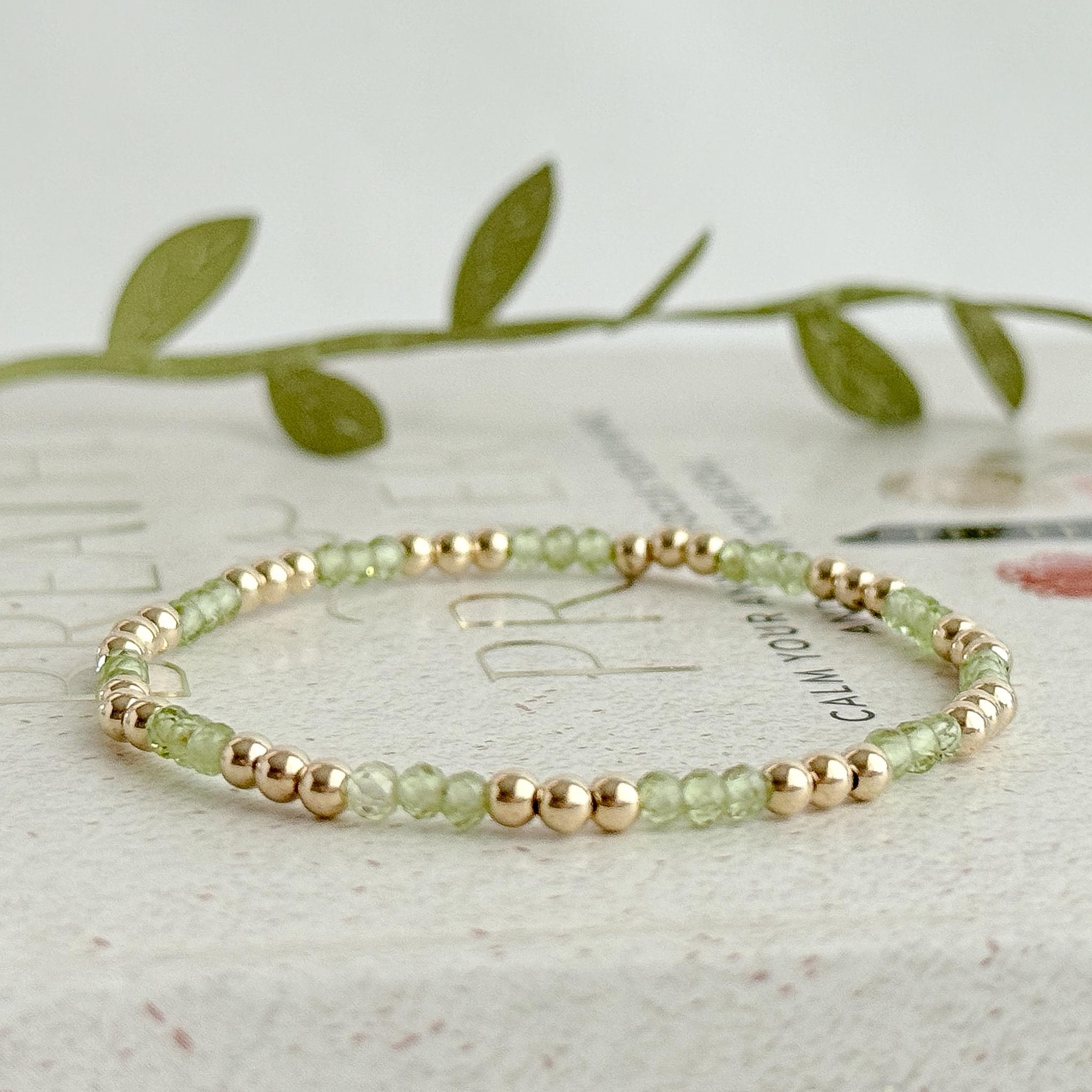 August Birthstone Bracelets: Peridot Gemstone With 14k Gold Filled or ...