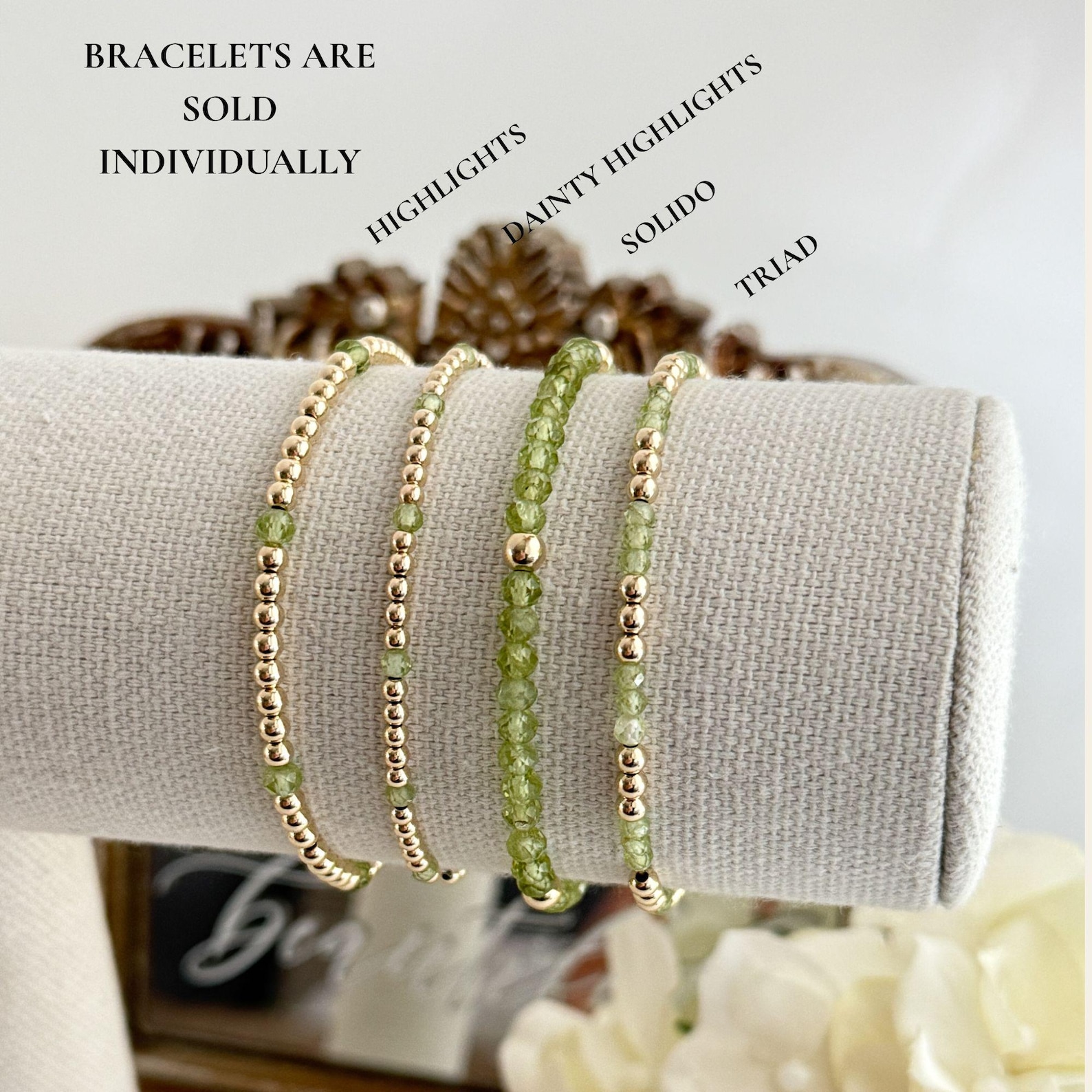 August Birthstone Bracelets: Peridot Gemstone With 14k Gold Filled or ...