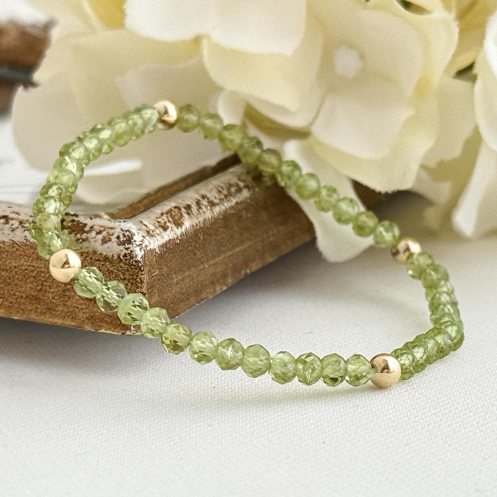 August Birthstone Bracelets: Peridot Gemstone With 14k Gold Filled or ...