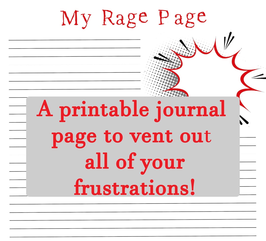 My Rage Page Printable Journal Page - Etsy