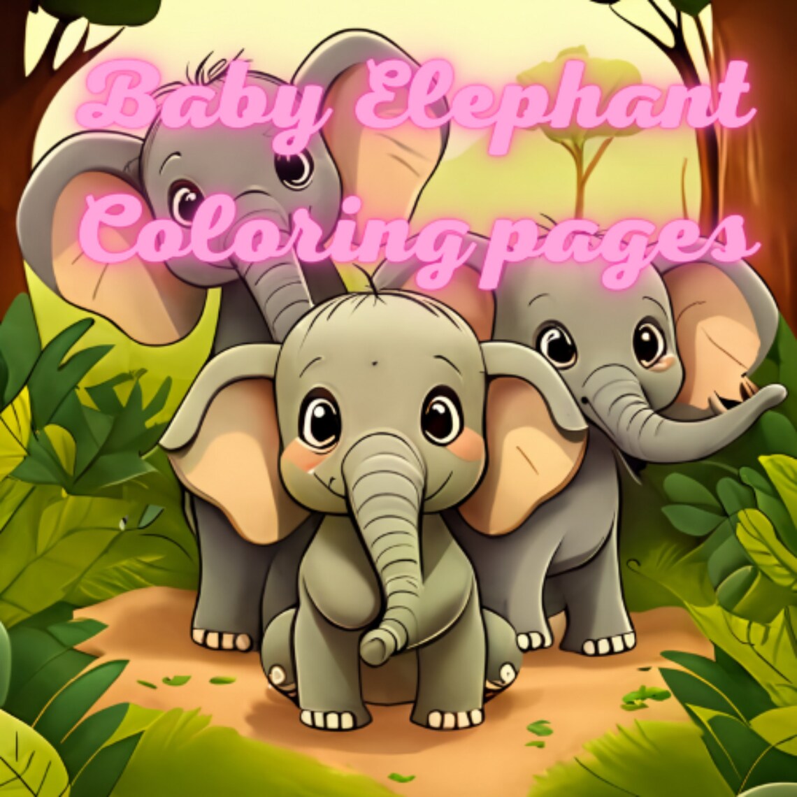 10 Cute Baby Elephants Coloring Pages for Kids and Adults - Etsy